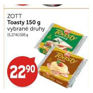 ARCHIV | Zott Toasty 150 g vybrané druhy v akci platné do: 3.8.2021 ...
