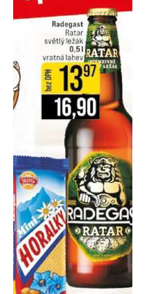 Radegast Ratar světlý ležák 0.5l v akci | AkcniCeny.cz