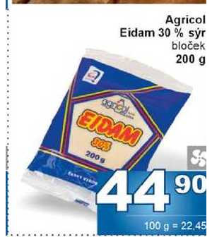 ARCHIV | Agricol Eidam 30% sýr bloček 200 g v akci platné do: 5.10.2025 ...
