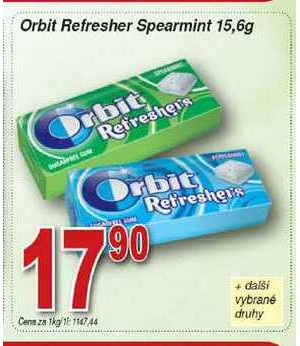 Orbit Refresher Spearmint 15,6g v akci | AkcniCeny.cz