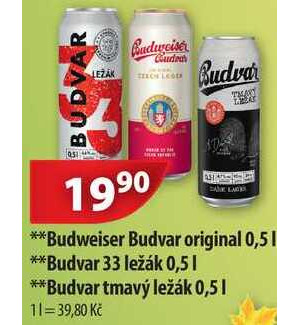ARCHIV | Budvar 33 ležák, Budvar Tmavý ležák, 0,5 l v akci platné do: 7 ...