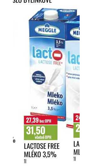 Meggle LACTOSE FREE MLÉKO 3,5% 1l v akci | AkcniCeny.cz