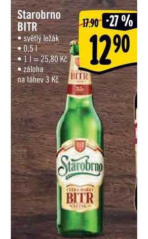 Starobrno BITR, 0,5 l v akci | AkcniCeny.cz