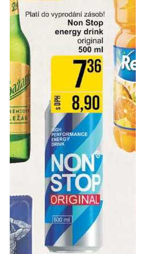 Non Stop energy drink original, 500 ml v akci | AkcniCeny.cz