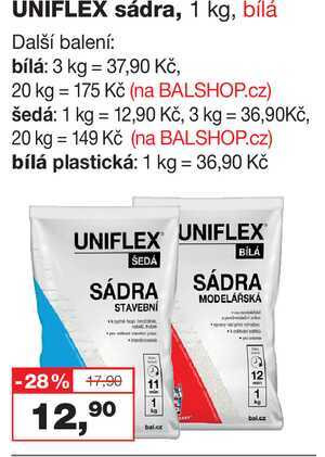 UNIFLEX sádra, 1 kg, bílá v akci | AkcniCeny.cz