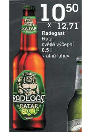ARCHIV | Radegast Ratar světlé výčepní, 0,5 l v akci platné do: 10.5. ...