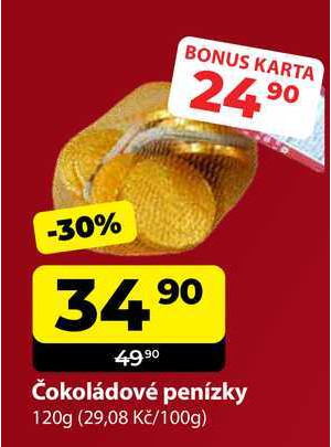 Čokoládové penízky 120g v akci | AkcniCeny.cz