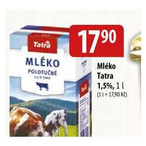 ARCHIV | Mléko Tatra 1,5%, 1L v akci platné do: 6.3.2022 | AkcniCeny.cz