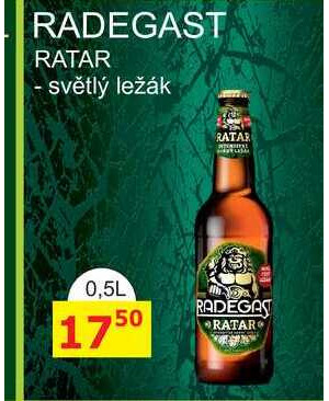 RADEGAST RATAR - světlý ležák 0,5L v akci | AkcniCeny.cz