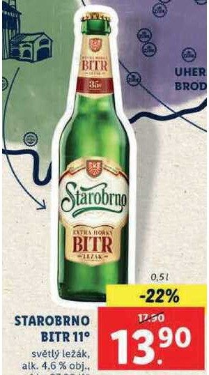 STAROBRNO BITR 11°, 0,5 l v akci | AkcniCeny.cz