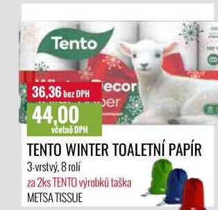ENTO WINTER TOALETNÍ PAPÍR 3-vrstvy. 8 roli za 2ks TENTO výrobků taška ...