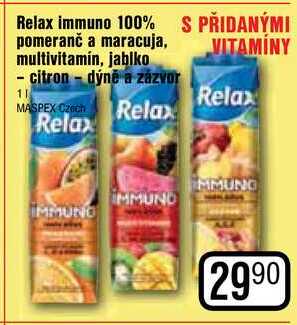Relax immuno 100% pomeranč a maracuja, multivitamin, jablko - citron ...