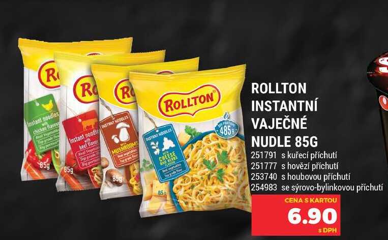 ROLLTON INSTANTNÍ VAJEČNÉ NUDLE 85G v akci | AkcniCeny.cz