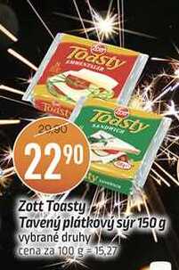 ARCHIV | Zott Toasty Tavený plátkový sýr 150 g vybrané druhy v akci ...