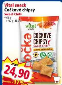 Vital snack Čočkové chipsy Sweet Chilli, 65 g v akci | AkcniCeny.cz
