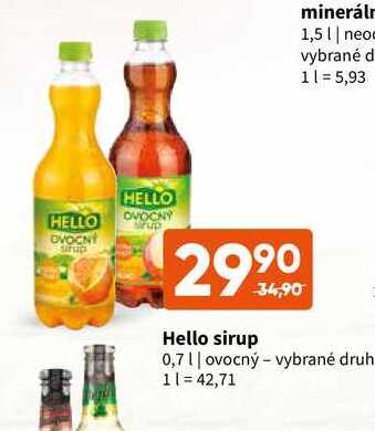 Hello Ovocný sirup 0,7 l v akci | AkcniCeny.cz