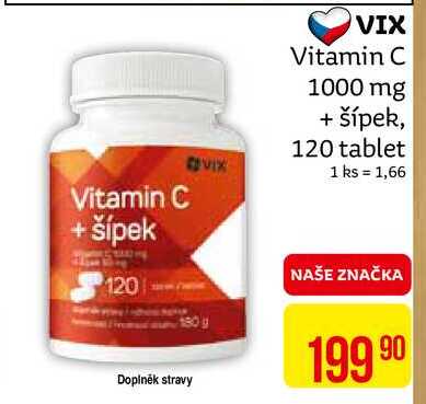 ARCHIV | VIX Vitamin C 1000 mg + šípek, 120 tablet v akci platné do: 28 ...