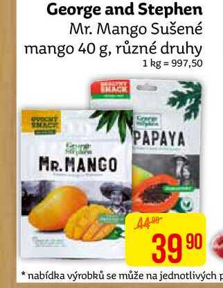 ARCHIV | George and Stephen Mr. Mango Sušené mango, 40 g, v akci platné ...