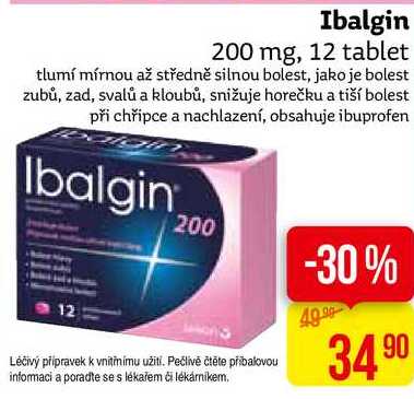 Ibalgin 200 mg, 12 tablet v akci | AkcniCeny.cz