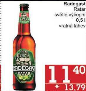 ARCHIV | Radegast RATAR výčepní světlé pivo, 0,5 l v akci platné do: 26 ...