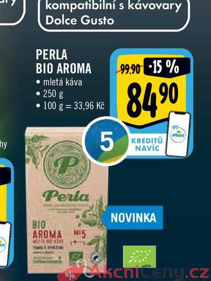 ARCHIV | PERLA BIO AROMA mletá káva 250 g v akci platné do: 22.3.2022 ...