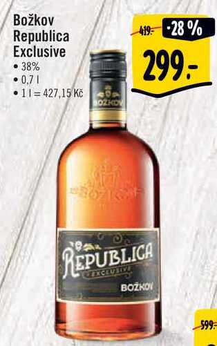 Božkov Republica Exclusive 38%, 0,7 l v akci | AkcniCeny.cz