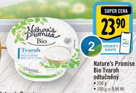 Nature's Promise Bio Tvaroh odtučněný, 250 g v akci | AkcniCeny.cz