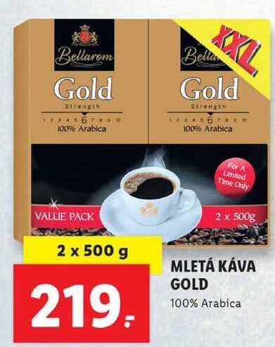 MLETÁ KÁVA GOLD 100% Arabica, 2x 500 g v akci | AkcniCeny.cz