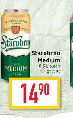 ARCHIV | Starobrno Medium, 0,5 l v akci platné do: 9.11.2021 | AkcniCeny.cz