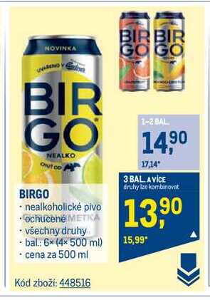 ARCHIV | BIRGO nealkoholické pivo ochucené plech 500 ml v akci platné ...